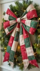 15 Patchwork Christmas Wreath Ideas (Using Fabric Scraps) - Miimo Meu